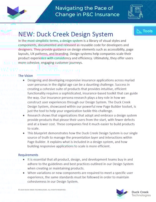 Download the Duck Creek Design System blueprint Download the Duck Creek Design System blueprint